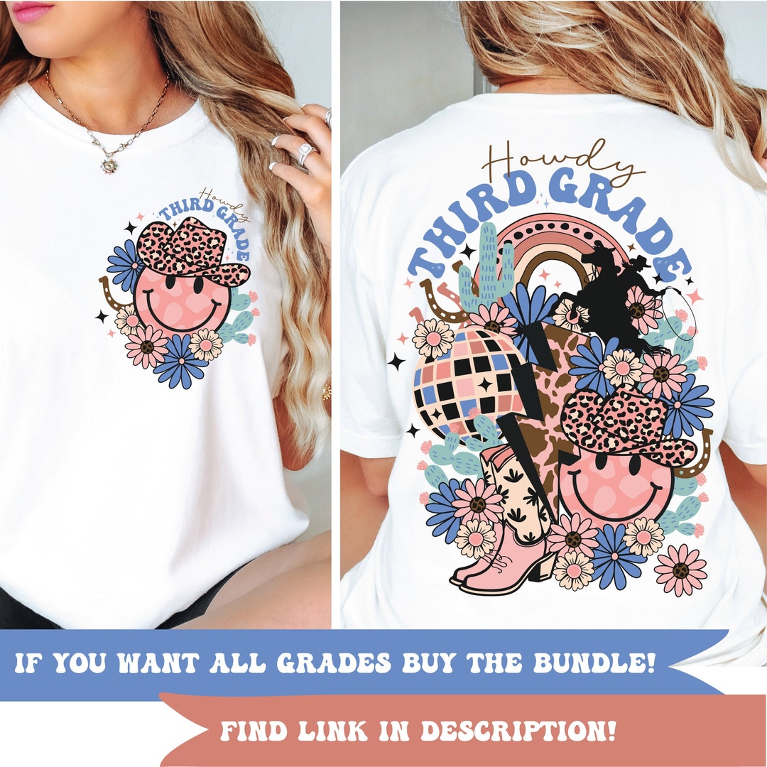 Howdy 3rd Grade, Retro Groovy Cowgirl Third Grade Png,back to School ...