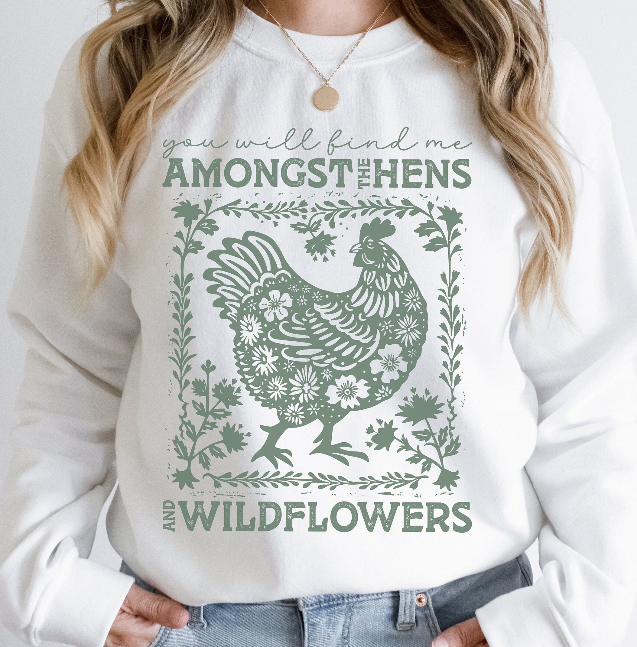 Hens and Wildflowers Art SVG, Chicken SVG, Chicken Lady PNG, Homestead ...