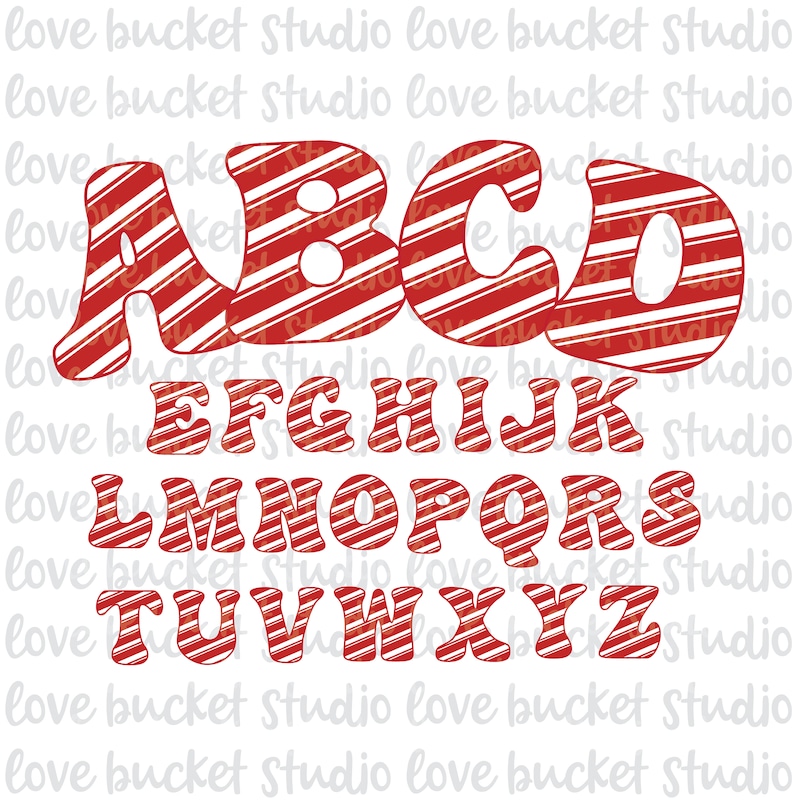 Candy Cane Alphabet, Candy Cane Font PNG, Christmas Candy Cane Font ...