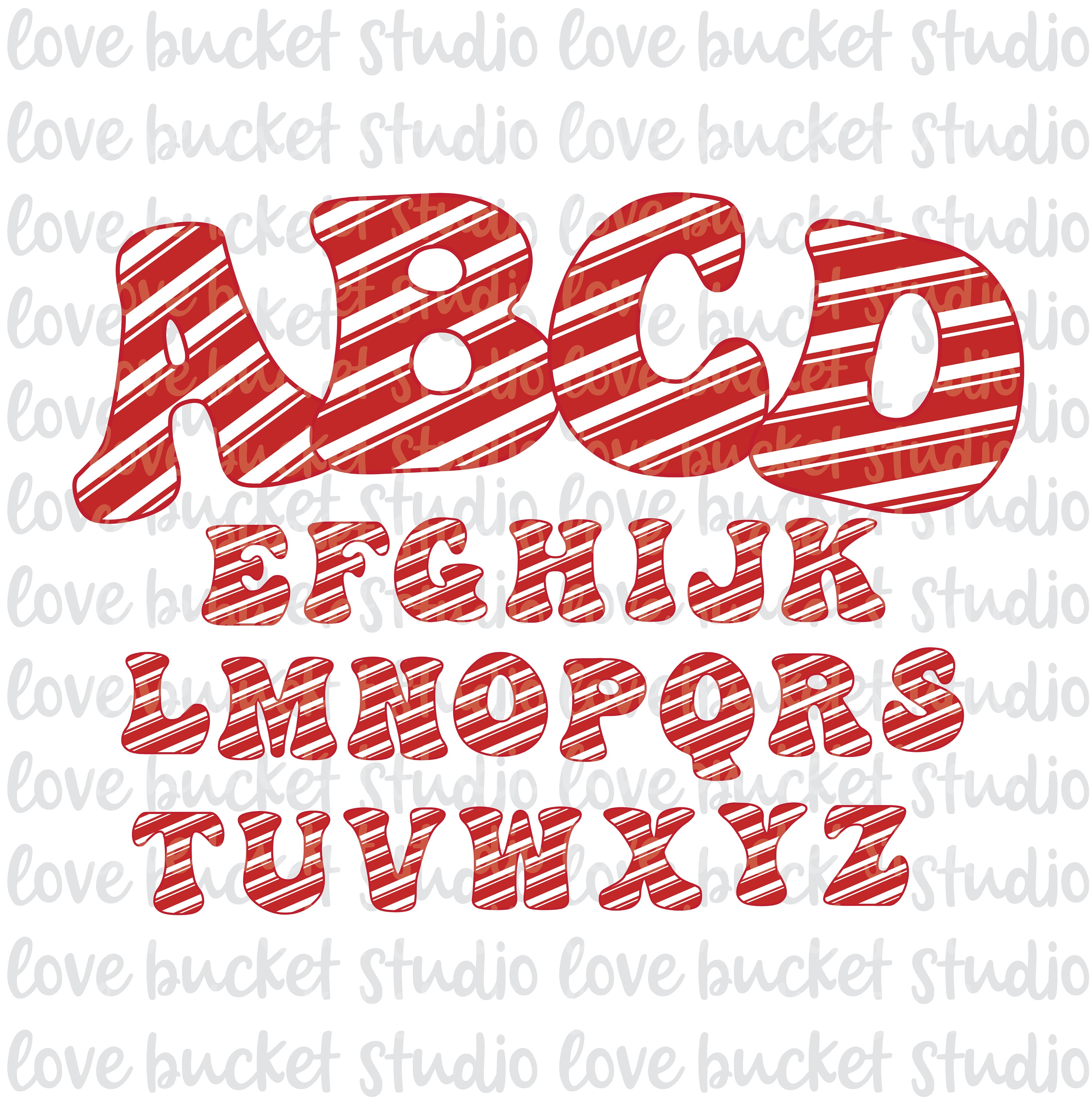 Candy Cane Alphabet, Candy Cane Font PNG, Christmas Candy Cane Font ...