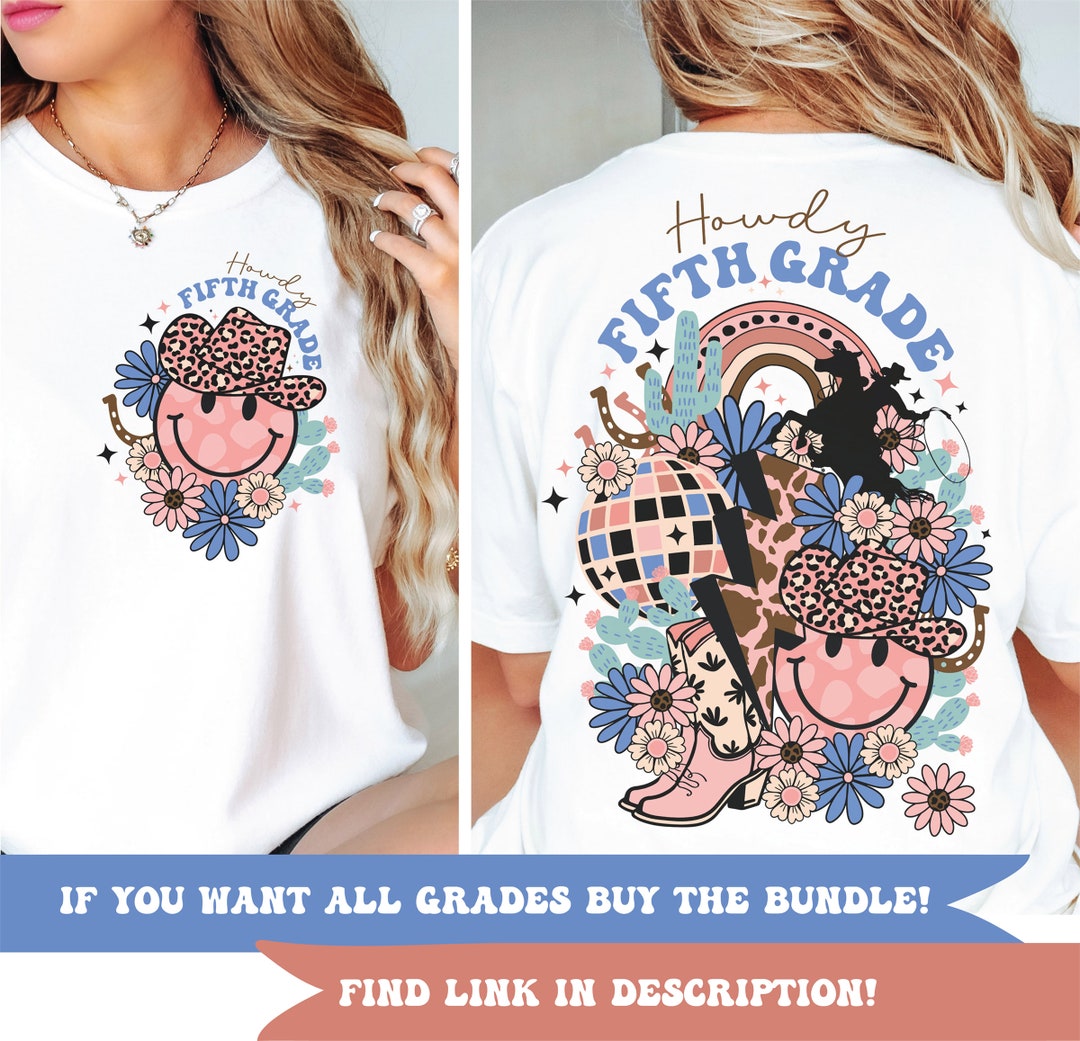 Howdy 5th Grade, Retro Groovy Cowgirl Third Grade Png,back to School ...