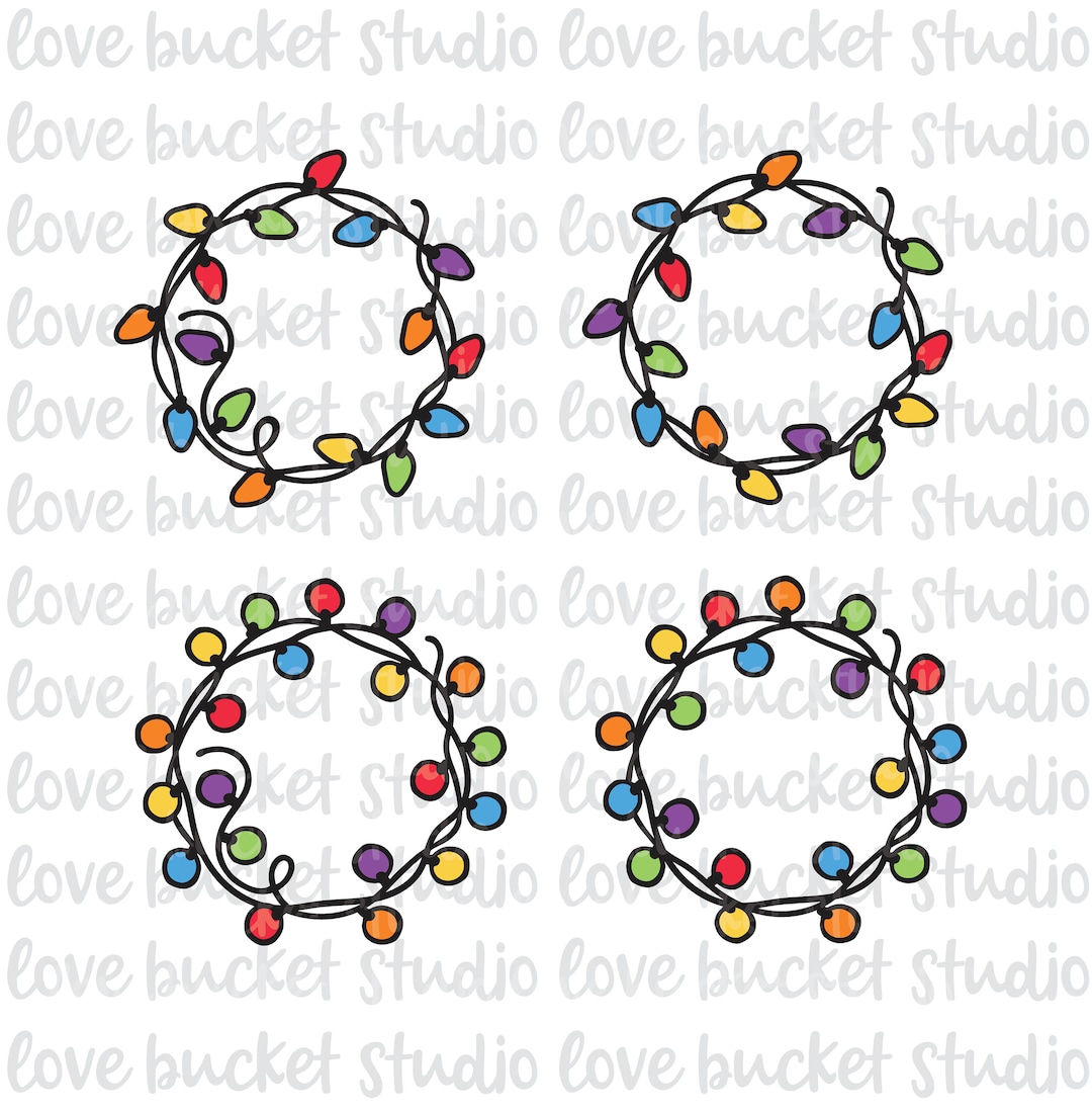 Christmas Lights Wreath Svg,string Lights Ornament Svg, Christmas ...