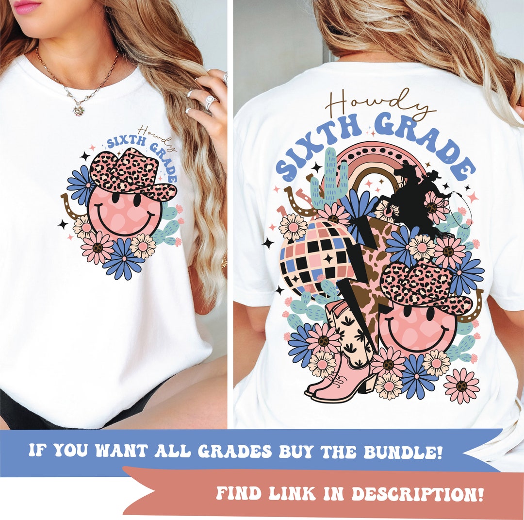 Howdy 6th Grade, Retro Groovy Cowgirl Sixth Grade Png,back to School ...