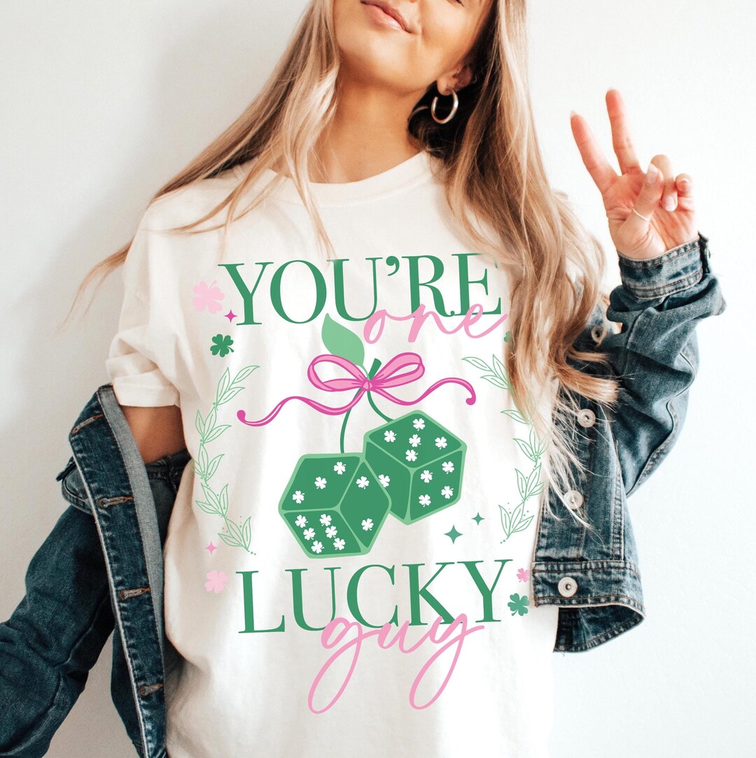 Lucky Guy Shamrock Dice, St Patricks Day SVG, Clover Shirt Design (PNG ...