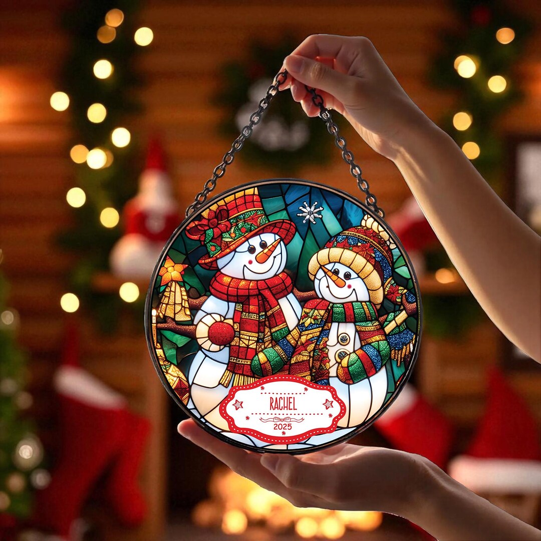 Snowman Suncatcher, Christmas Window Decor, Festive Holiday Ornament ...