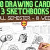 Semester of Drawing Task Cards & 3 Student Sketchbooks, Middle, High ...
