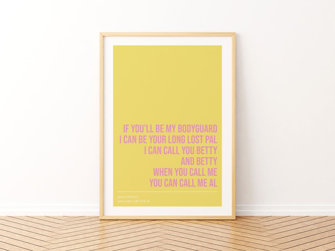 You Can Call Me Al Paul Simon Lyric Art Print - Music Poster in A1, A2 ...