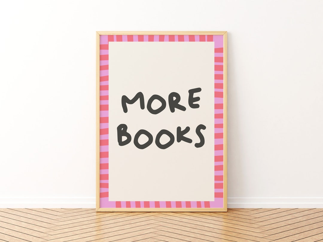 Book Poster - Pink and Red Book Poster in A5, A4, A3, A2, A1 - Perfect ...