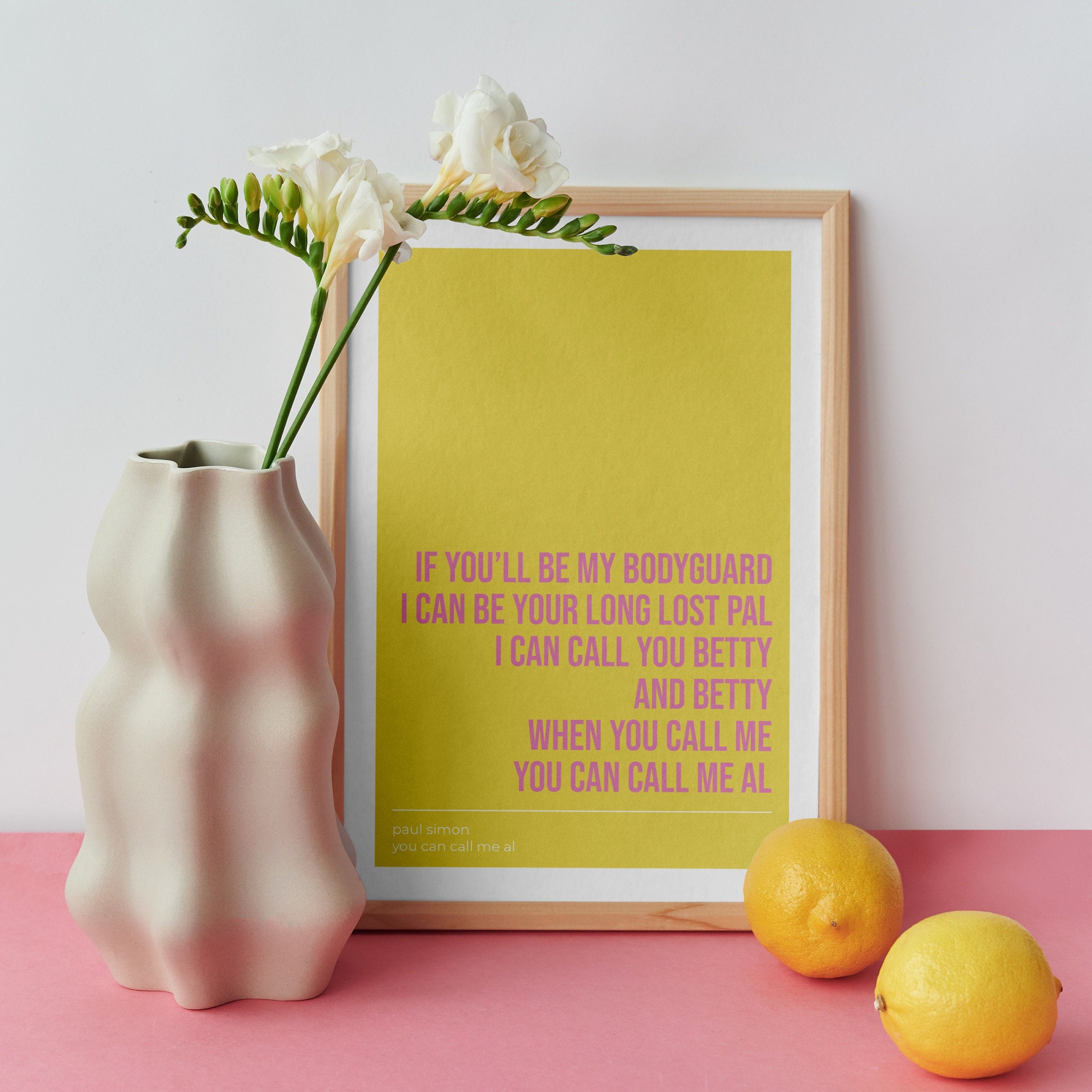 You Can Call Me Al Paul Simon Lyric Art Print Music Poster in A1, A2 ...