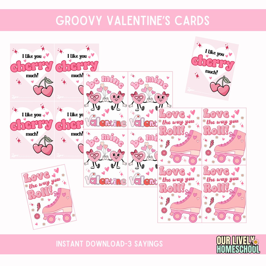 Groovy Valentine's Cards / Classroom Valentine's / Instant Download ...