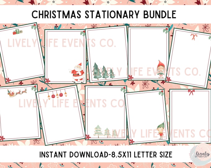 Printable Christmas Stationery Digital Download Instant Editable Red ...