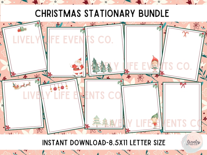 Christmas Printable Stationary/ Christmas Letter Head/ Cute Christmas ...
