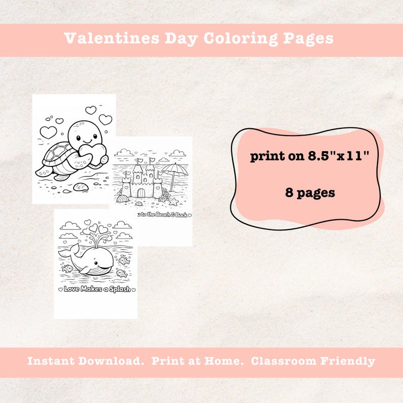 Ocean Valentine Coloring Pages | Kids Printable | Sea Life Valentines ...