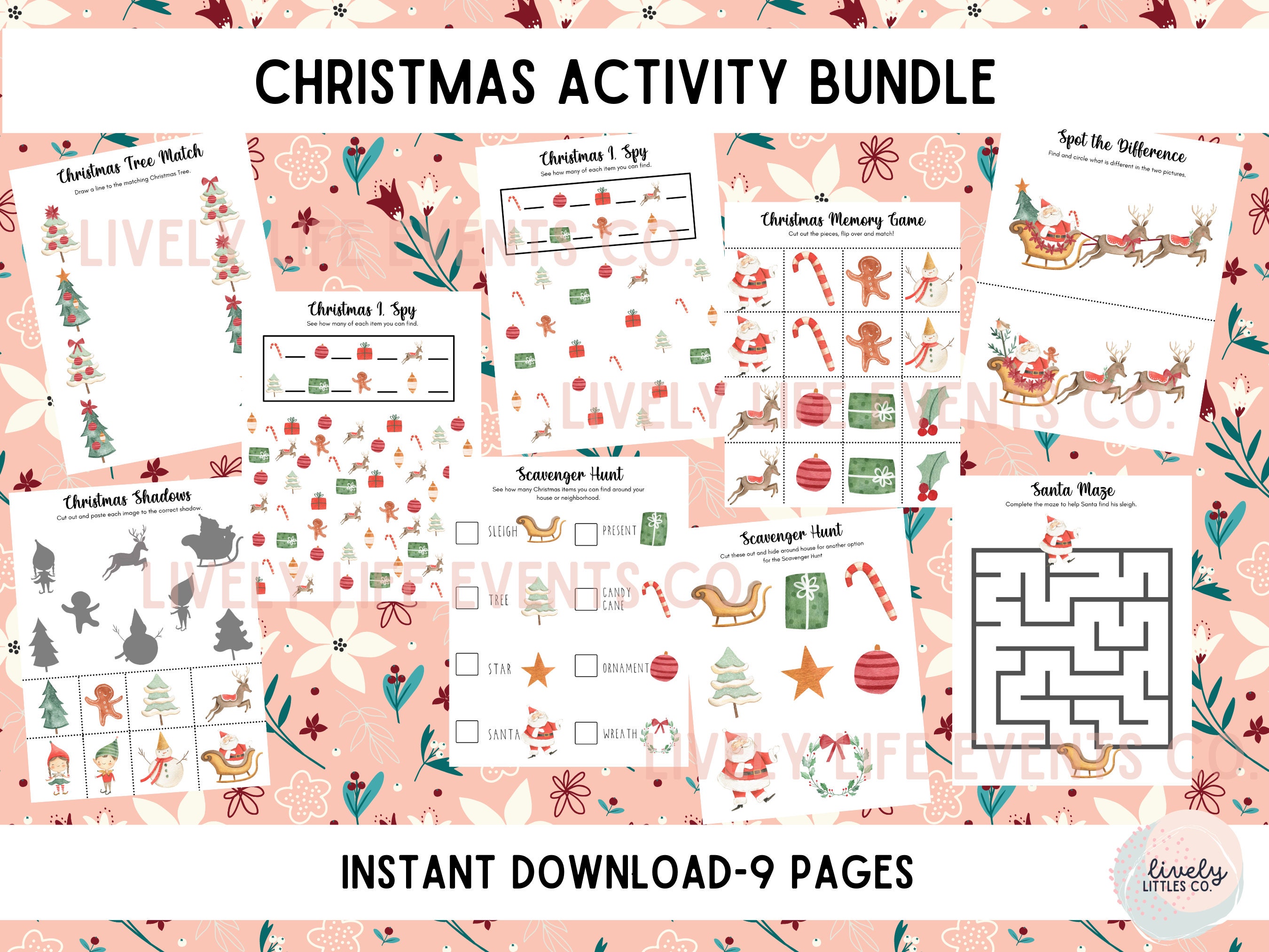 Christmas Activity Pages/ Pink Christmas Activities / December ...