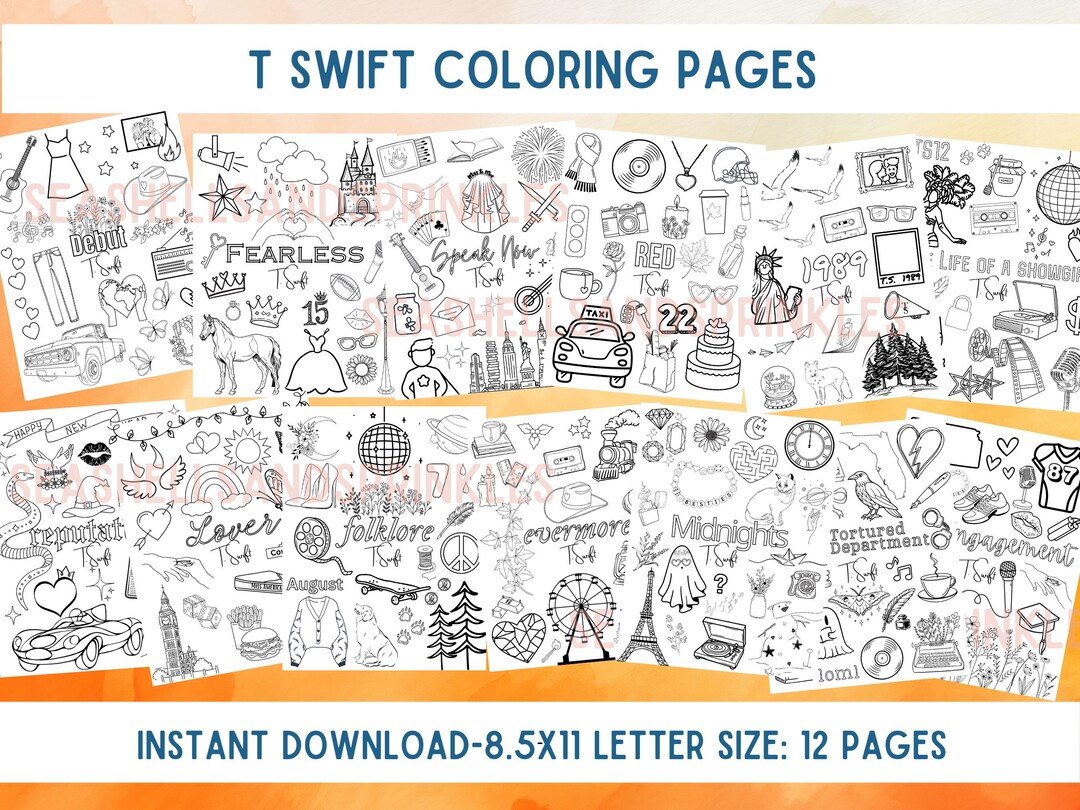 T. Swift Coloring Pages/ Taylor Albums/ Little Swiftie Coloring Book ...