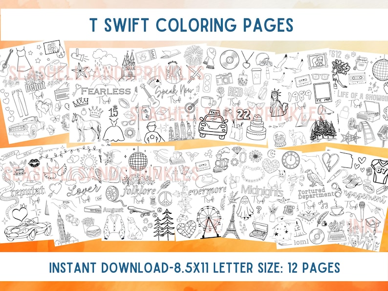 T. Swift Coloring Pages/ Taylor Albums/ Little Swiftie Coloring Book ...