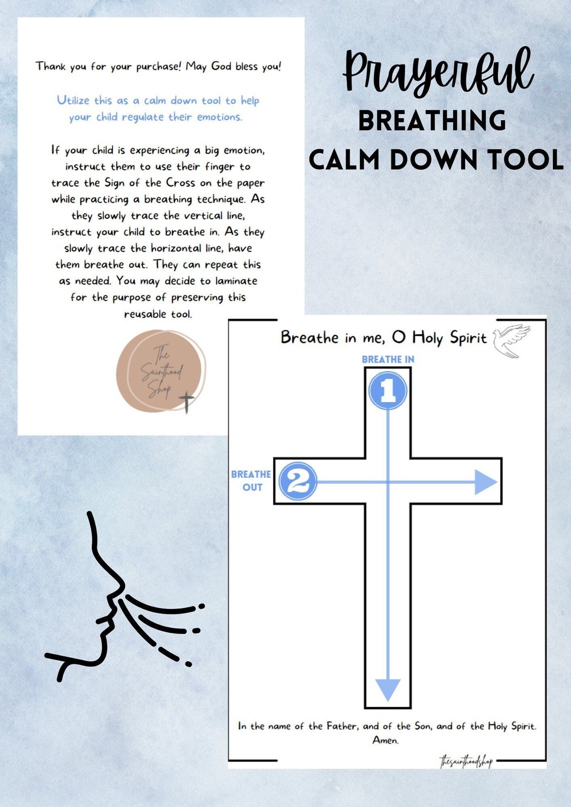 Prayerful Breathing Calm Down Tool for Kids, Catholic Christian, Jesus ...