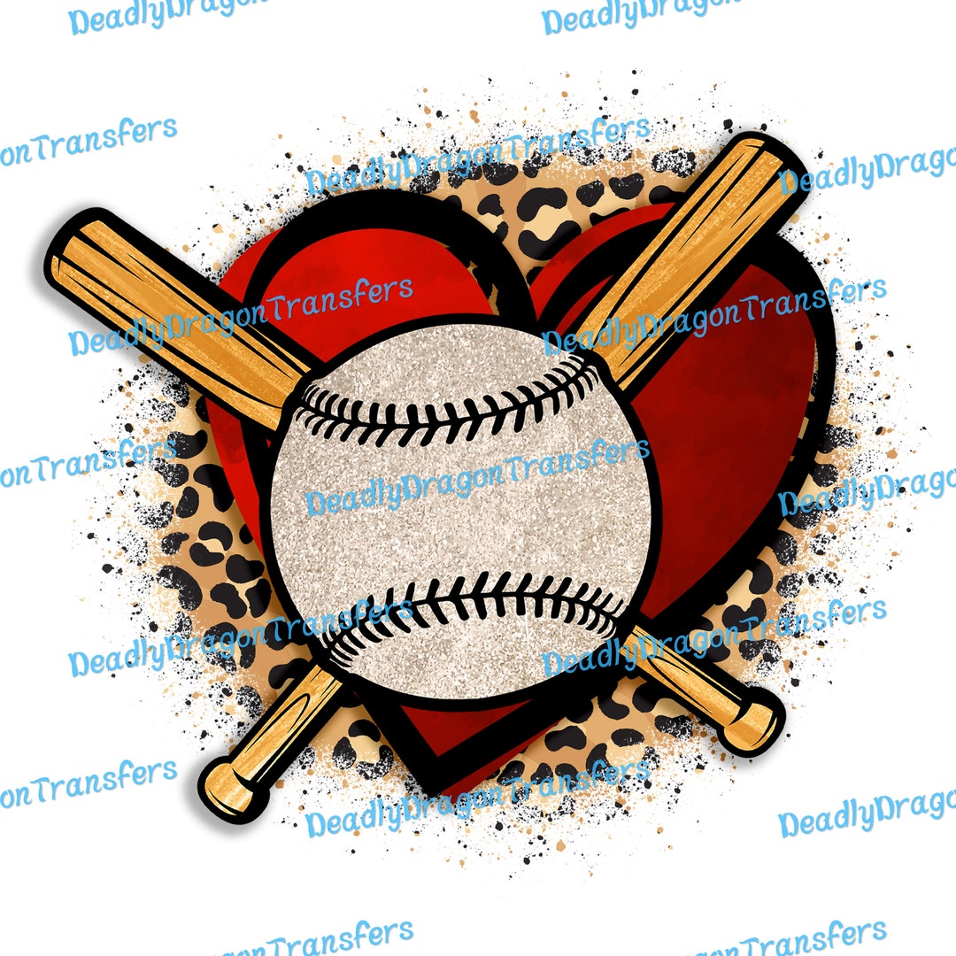 Baseball W/ Bats & Heart - Ready to Press - DTF Transfer - Etsy