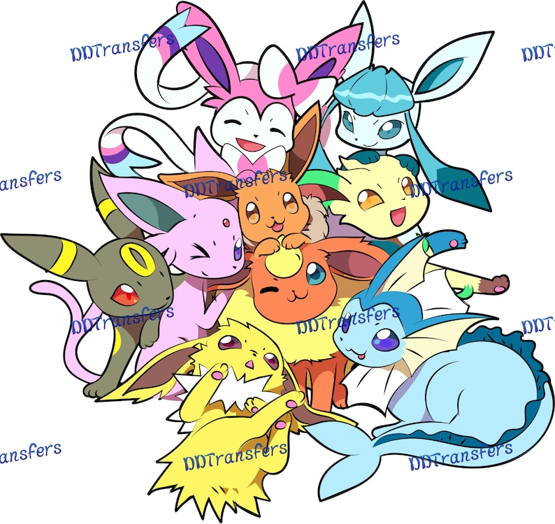 Fan Art Pocket Monster Eeveelutions Pile Listo para imprimir DTF ...