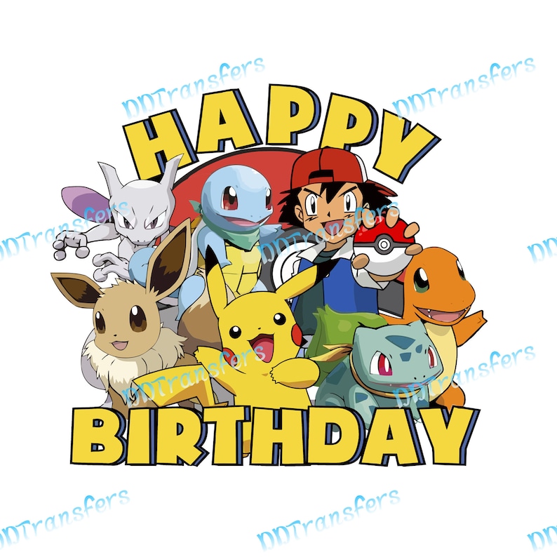 Poke Fan Art Happy Birthday Ready to Press DTF Transfer - Etsy