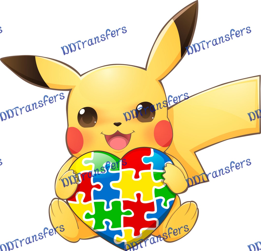 Pika Autism Heart - Ready to Press - DTF Transfer - Etsy
