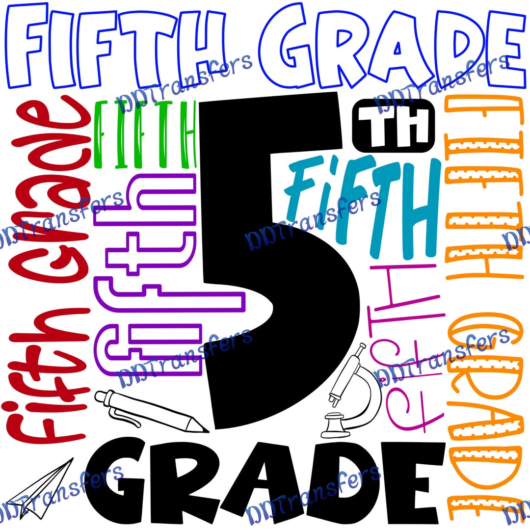 Elementary Typography - Fifth Grade - Ready to Press - DTF Transfer - Etsy