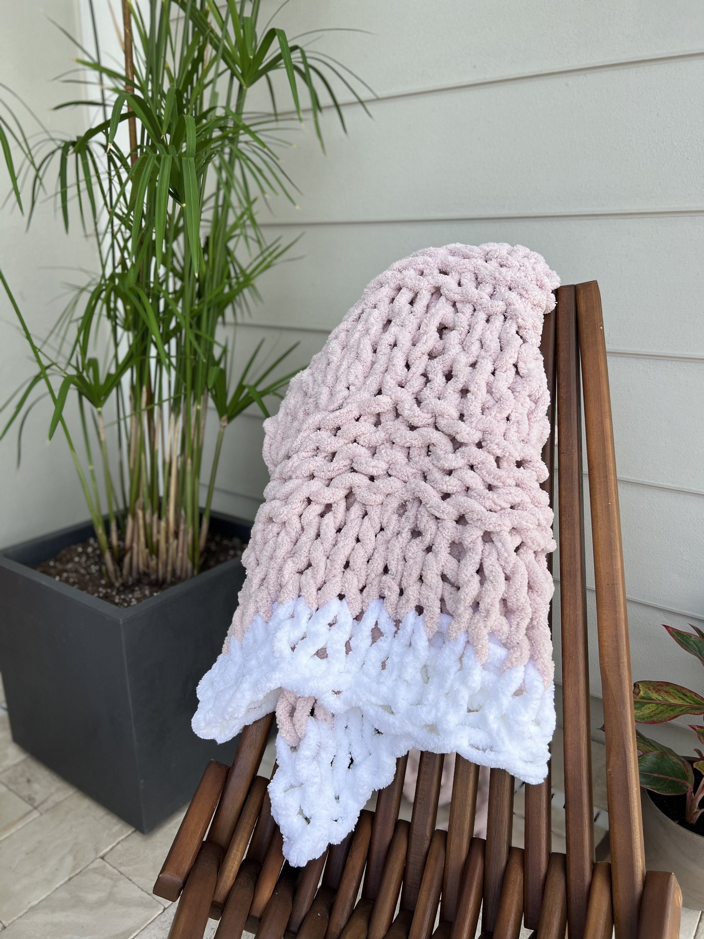 Chunky Hand Knit Blanket - Standard - Etsy