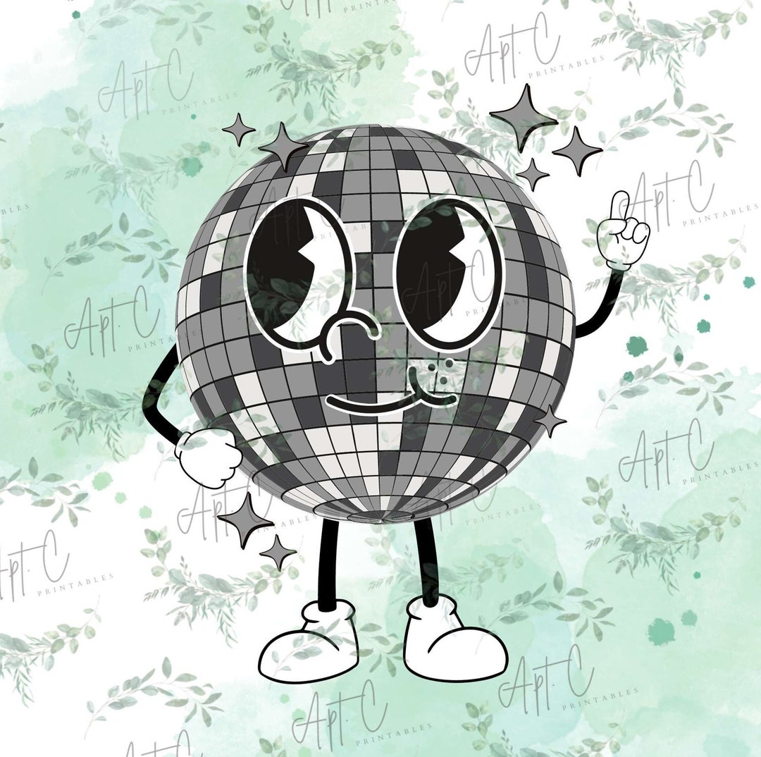 Retro Disco Ball PNG JPG, Cute Disco Ball Clipart Png, Character Disco ...