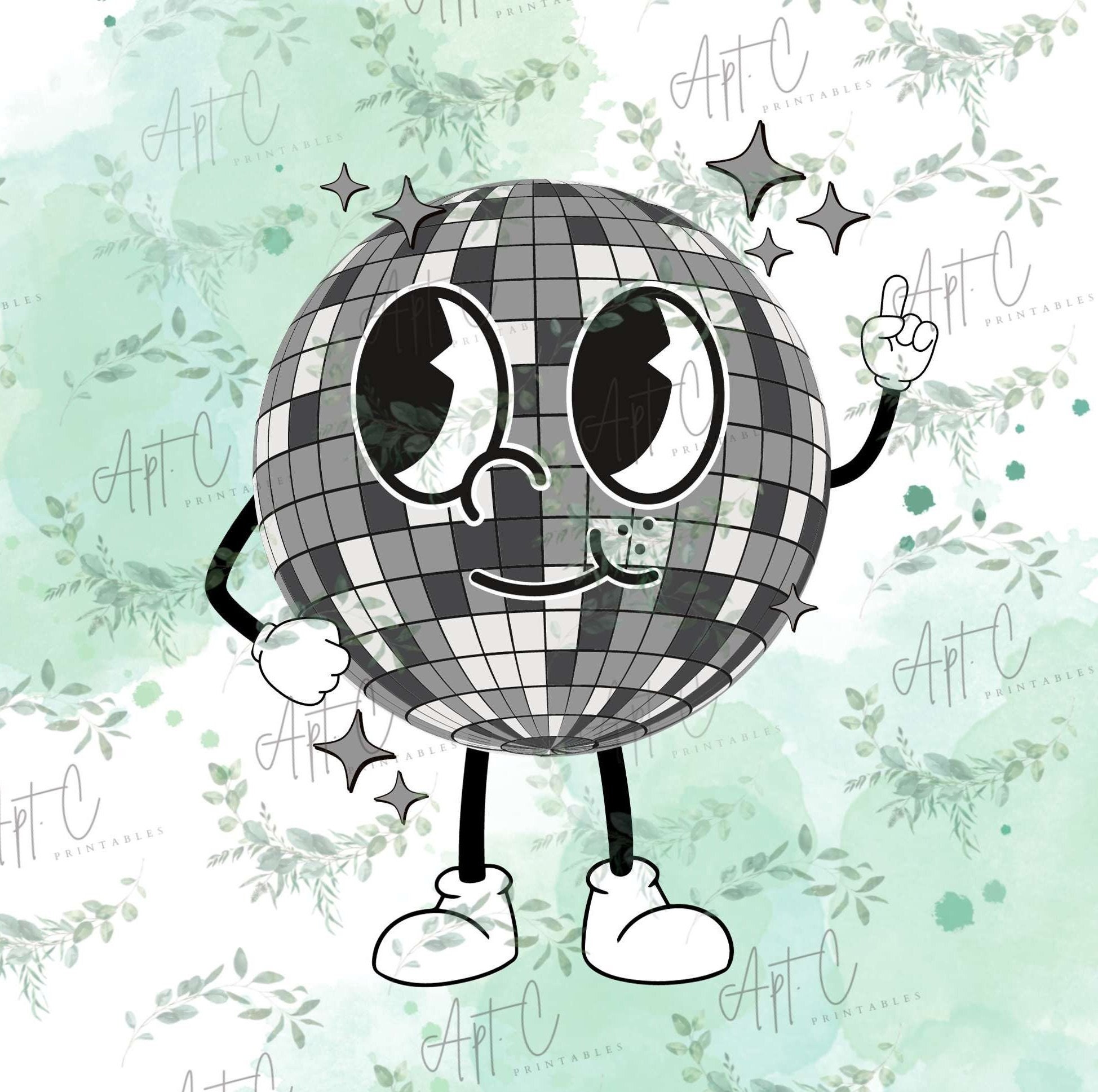 Retro Disco Ball PNG JPG, Cute Disco Ball Clipart Png, Character Disco ...