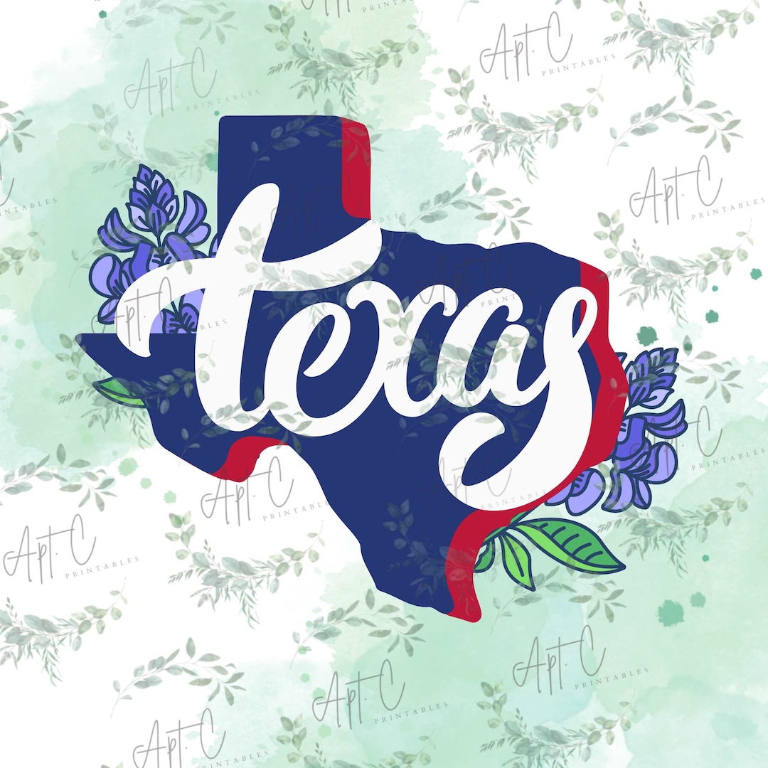 Texas State With Bluebonnets PNG JPG, Texas Pride Png, Texas Clipart ...