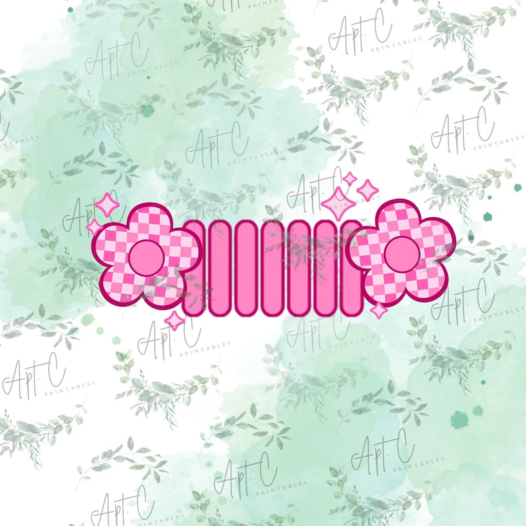 Retro Flower 4X4 Grill PNG JPG, Checkard Flowers Clipart, 4X4 Girl PNG ...
