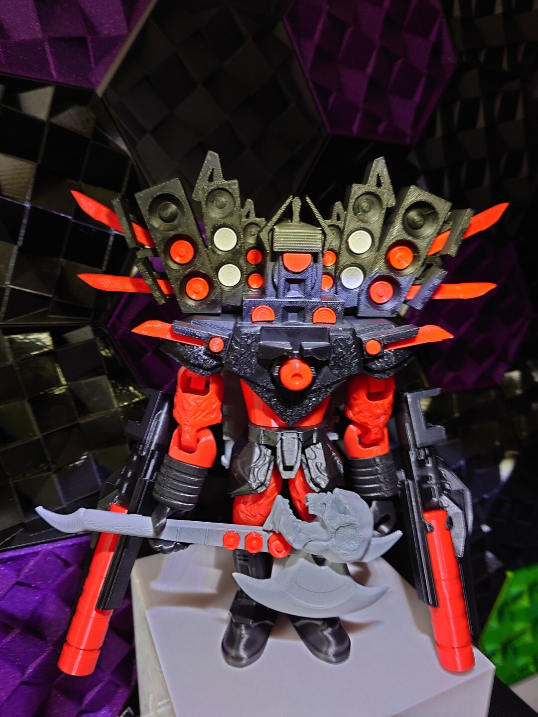 Mega Titan Speakerman With Guitar Axe, Blades, Dual Bazookas and Jetpack | Skibidi Toilet 11inch ...