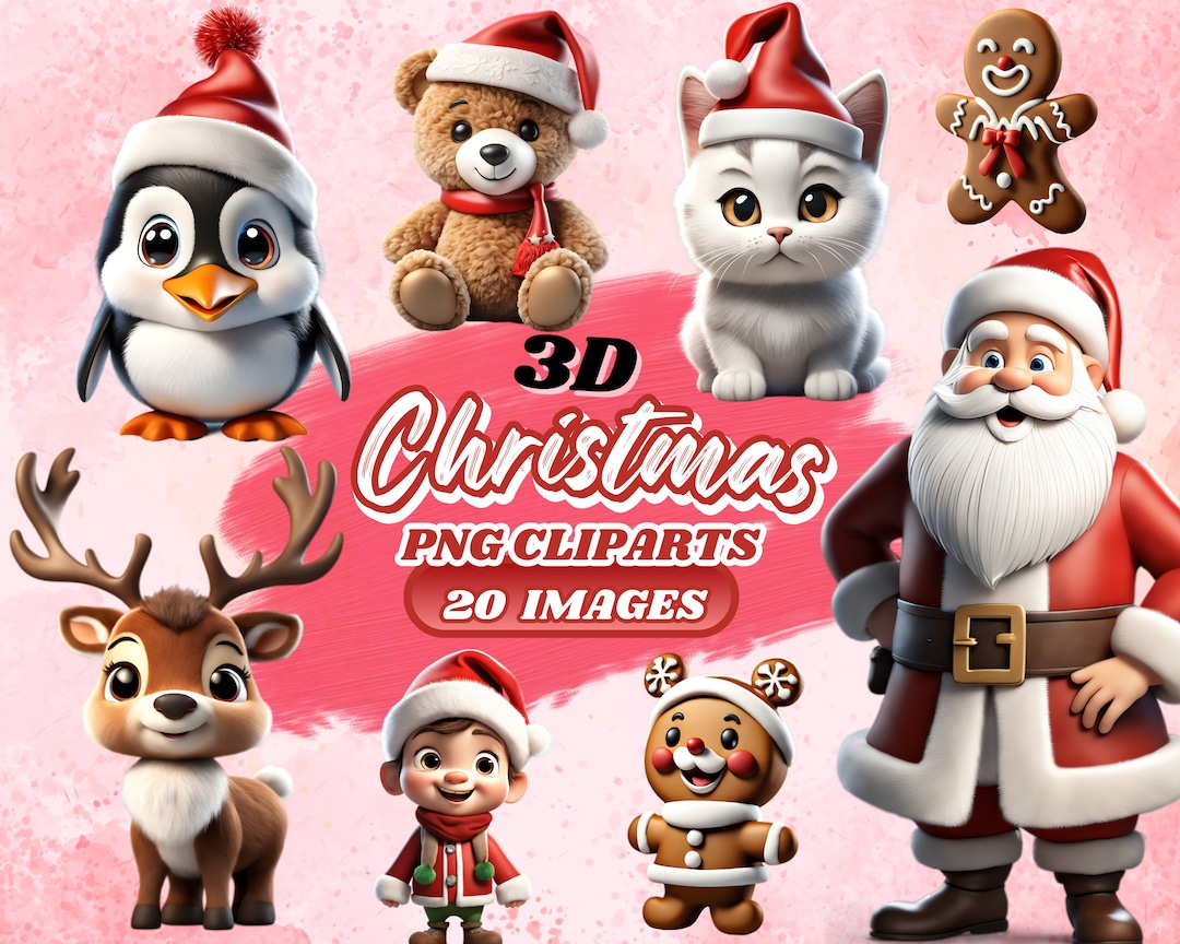 3D Christmas Clipart 3D Collection 20 Detailed Art Designs - Etsy