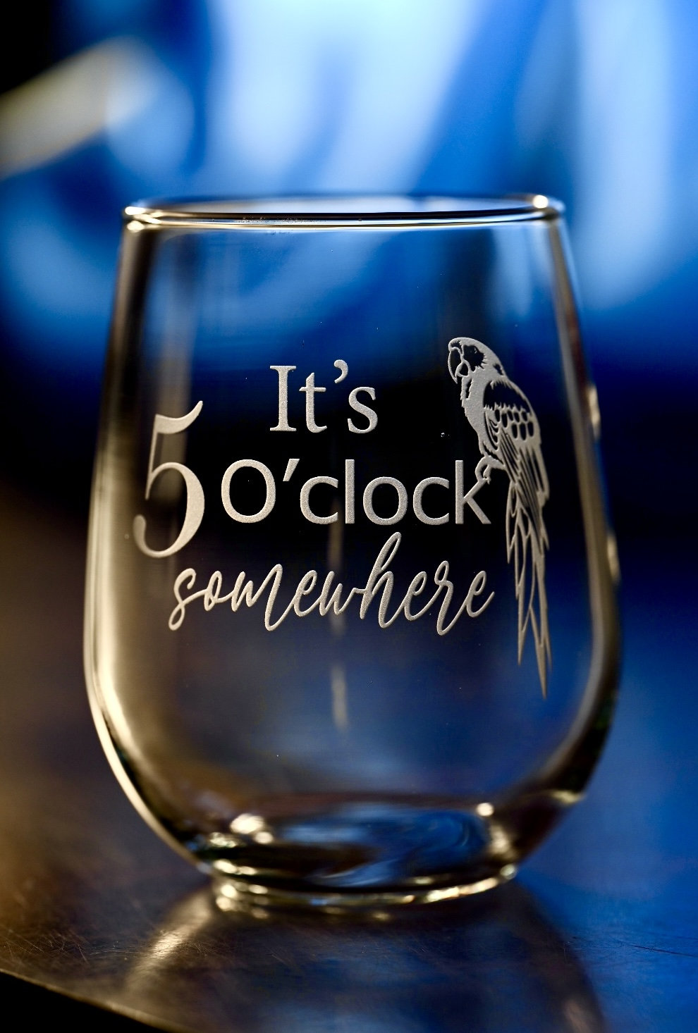 Jimmy Buffett Wine Glass, Parrot Head, It's 5 O'clock Somewhere, Etched ...
