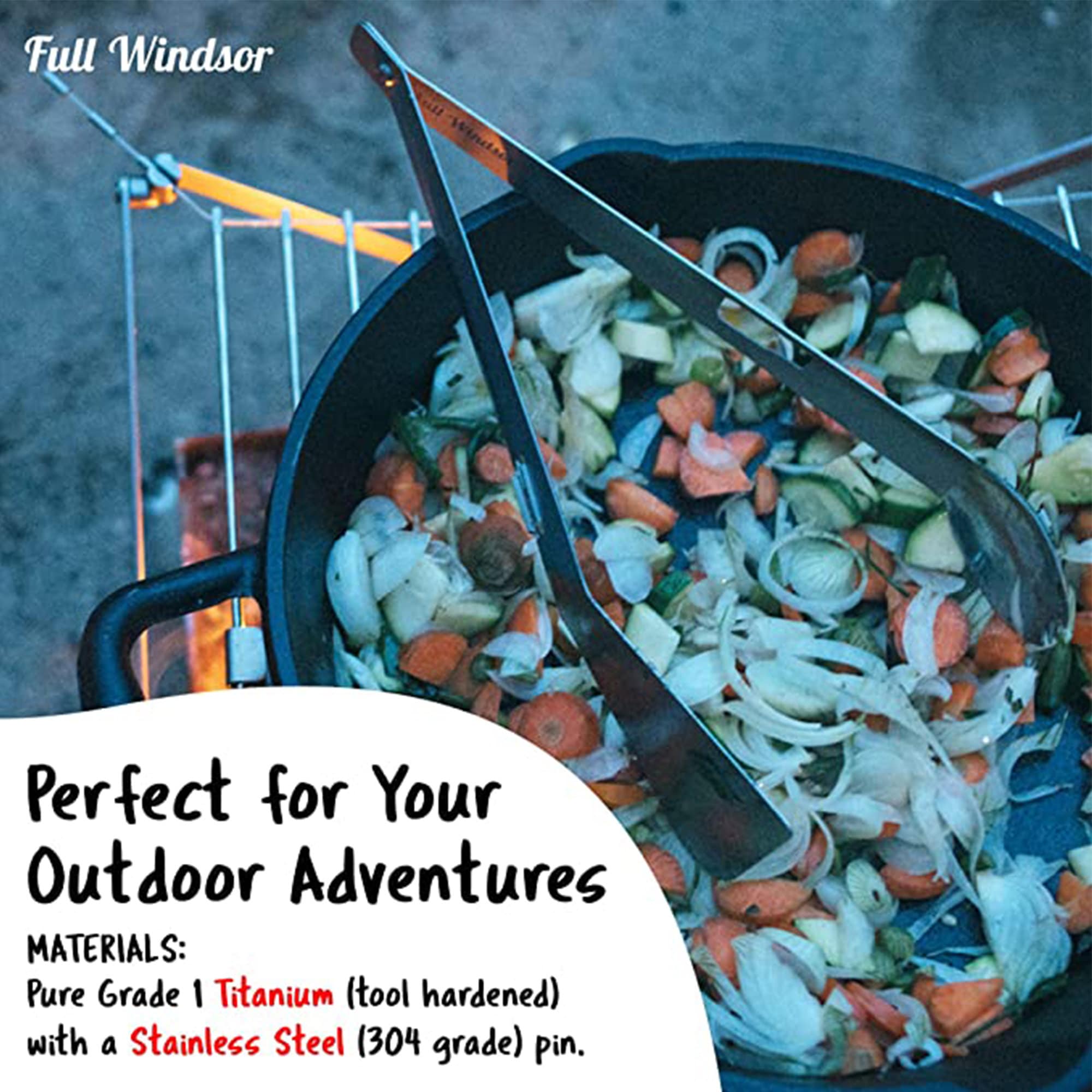 THE SPLITTER Titanium Tongs, Spork and Spatula Portable Lightweight ...