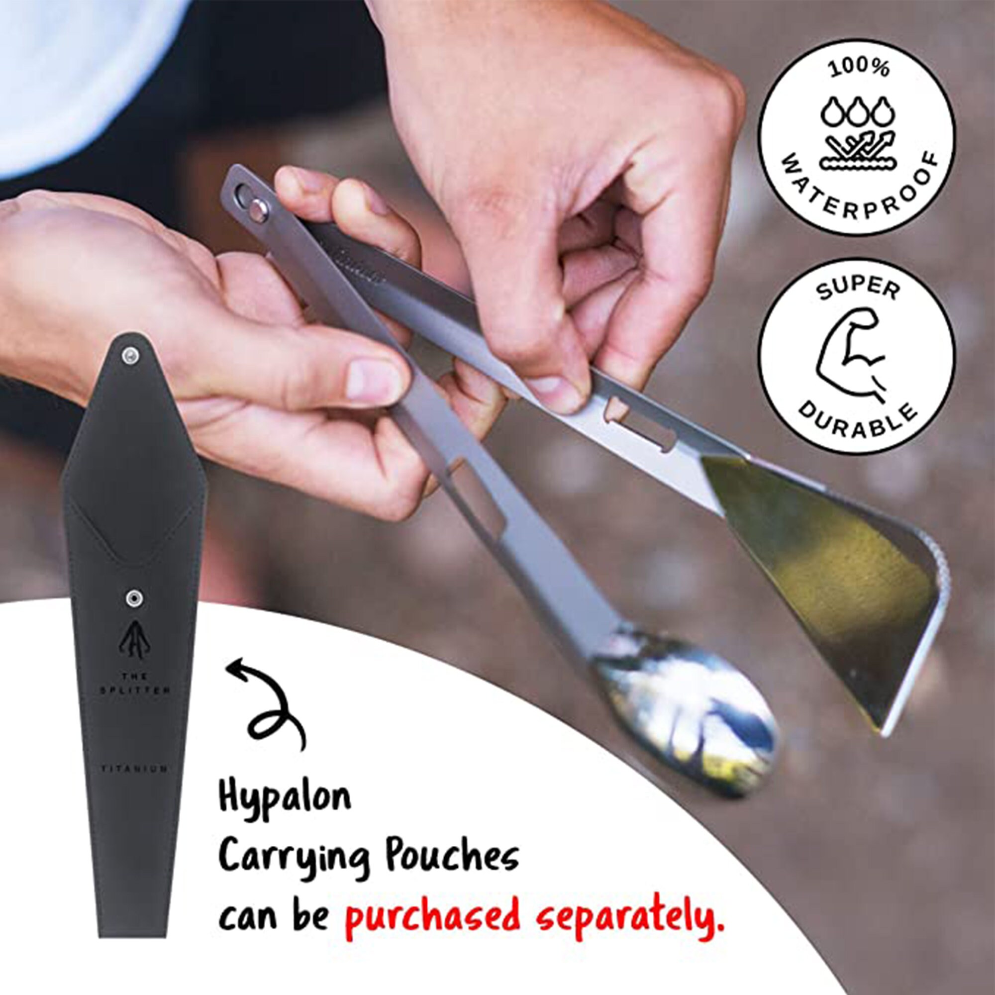 THE SPLITTER Titanium Tongs, Spork and Spatula Portable Lightweight ...