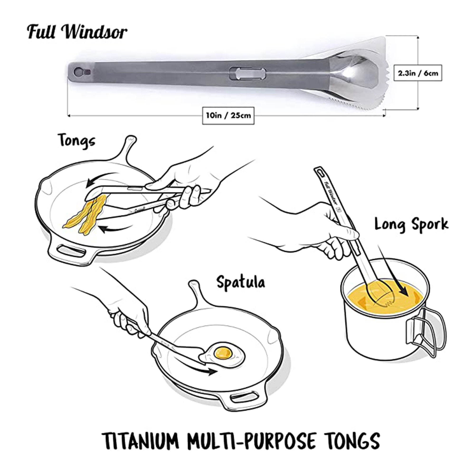 THE SPLITTER Titanium Tongs, Spork and Spatula Portable Lightweight ...