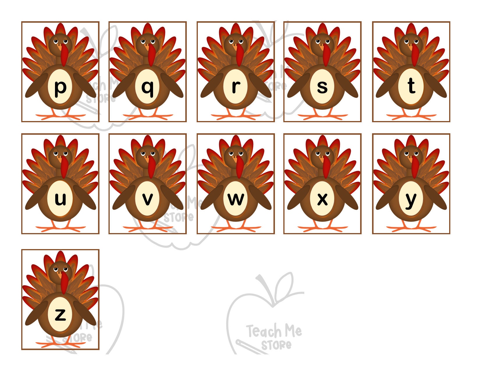 Abc's and Turkeys | Alphabet Match | Preschool Learning Activity | Busy ...