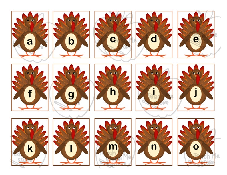 Abc's and Turkeys | Alphabet Match | Preschool Learning Activity | Busy ...