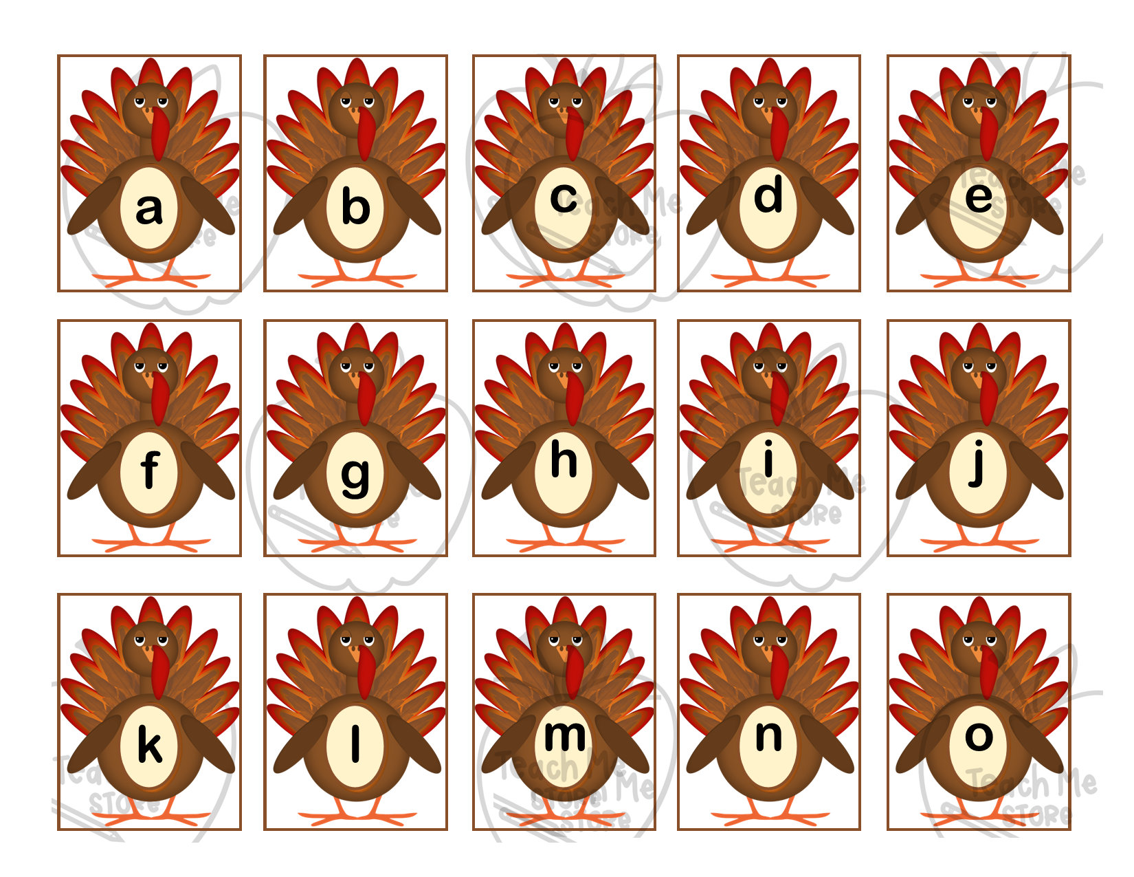 Abc's and Turkeys | Alphabet Match | Preschool Learning Activity | Busy ...