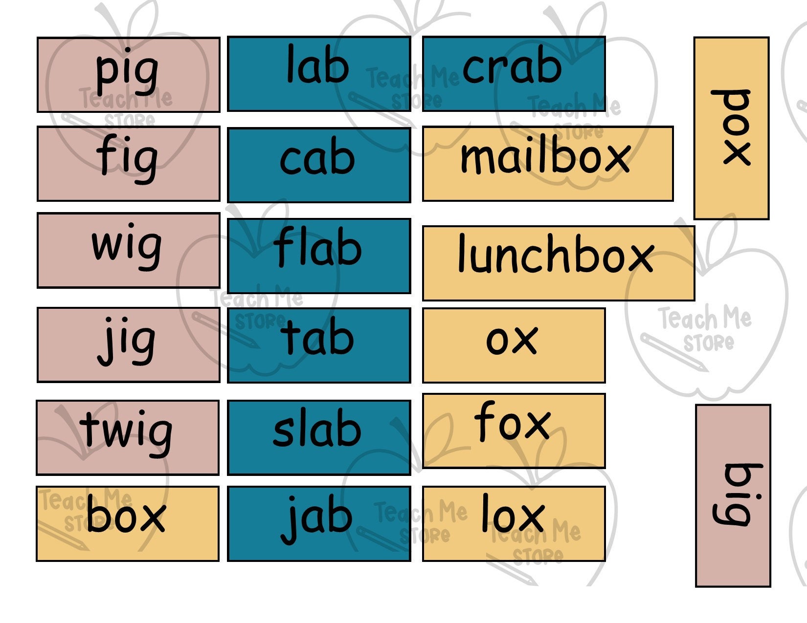 Word Families - OX Words, IG Words, and AB Words - Etsy