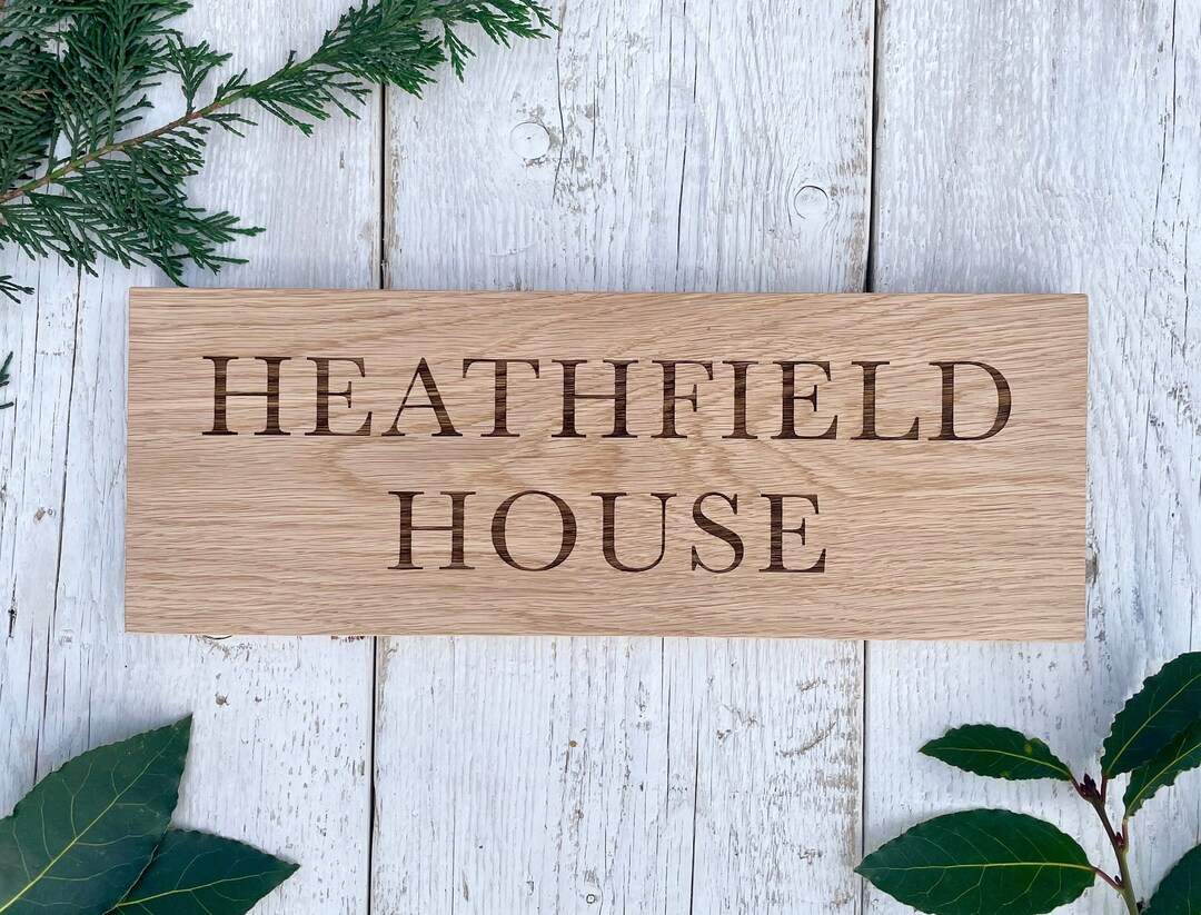 Solid Oak Engraved House Sign | Personalised & Bespoke | House Name ...