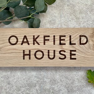 Solid Oak Engraved House Sign Personalised & Bespoke House Name Wooden ...