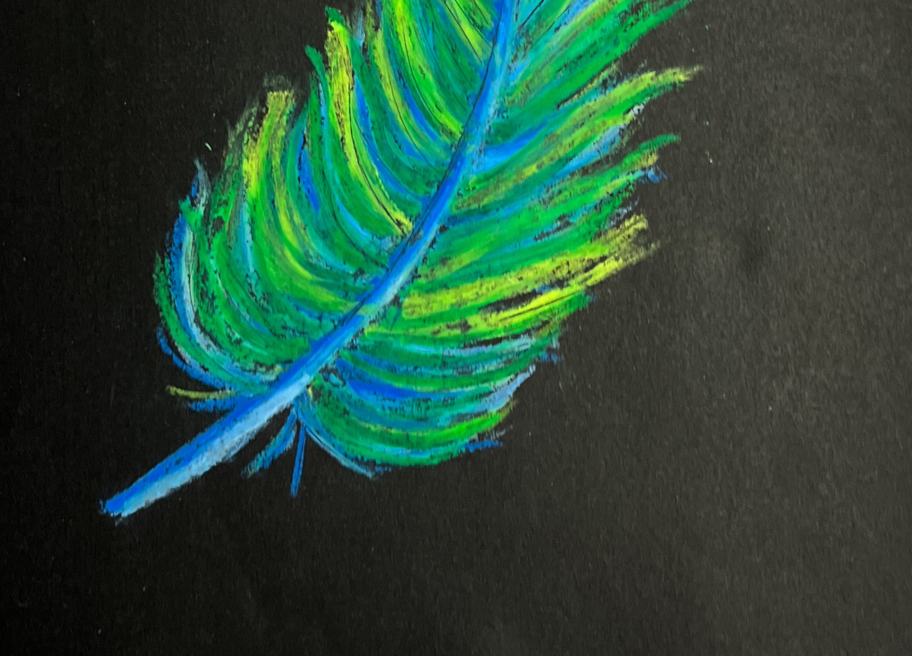 Feather Painting in Oil Pastel. Pastel Original Artwork. Made in ...