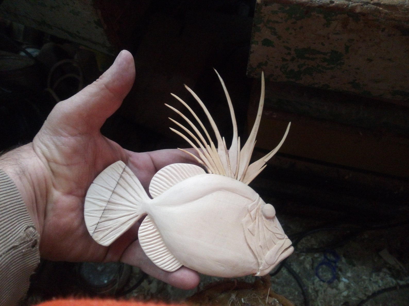 Hand Carved . Wooden John Dory Fish. Saint Peter Fish. Fish Carving ...