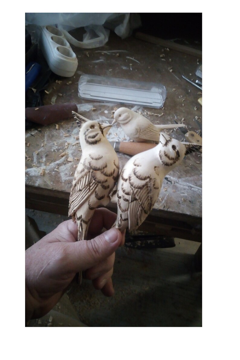 North Cardinal Pair. Wood Carved Cardinal Bird. Wooden Bird Sculpture ...