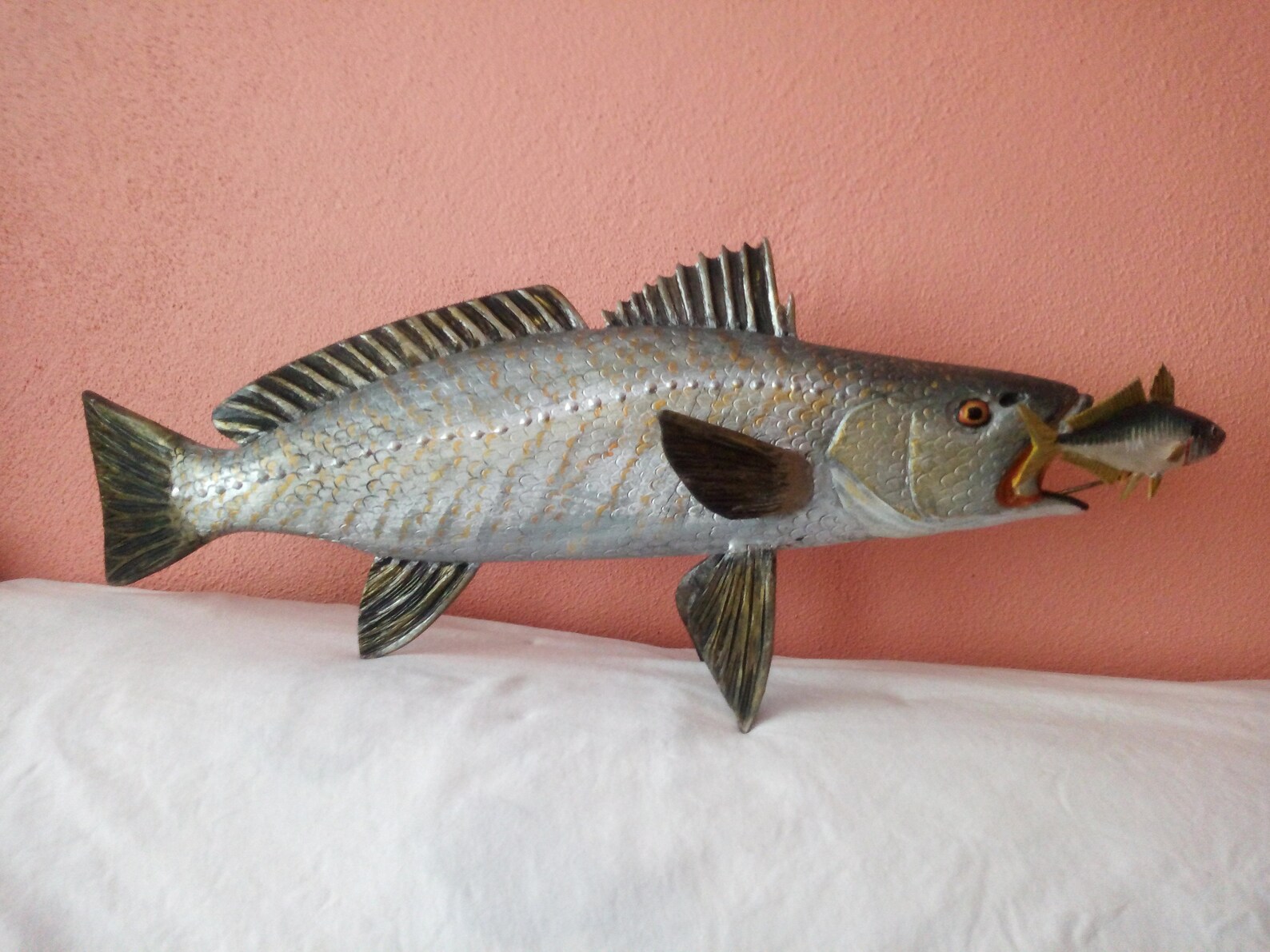 Wood Carved Fish Figure. Wooden Carved Fish. Hunted Fish Sculpture ...