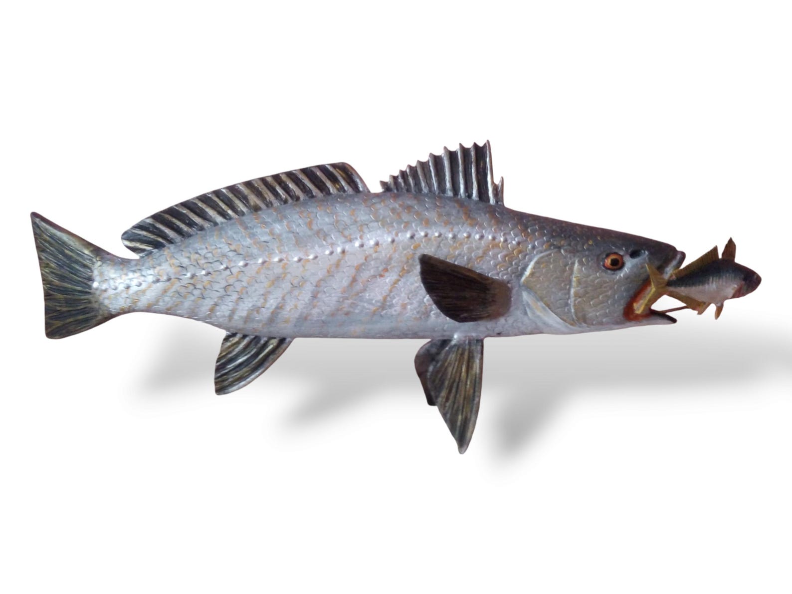 Wood Carved Fish Figure. Wooden Carved Fish. Hunted Fish Sculpture ...