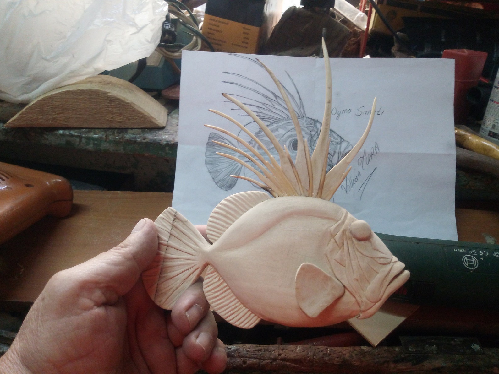 Hand Carved . Wooden John Dory Fish. Saint Peter Fish. Fish Carving ...