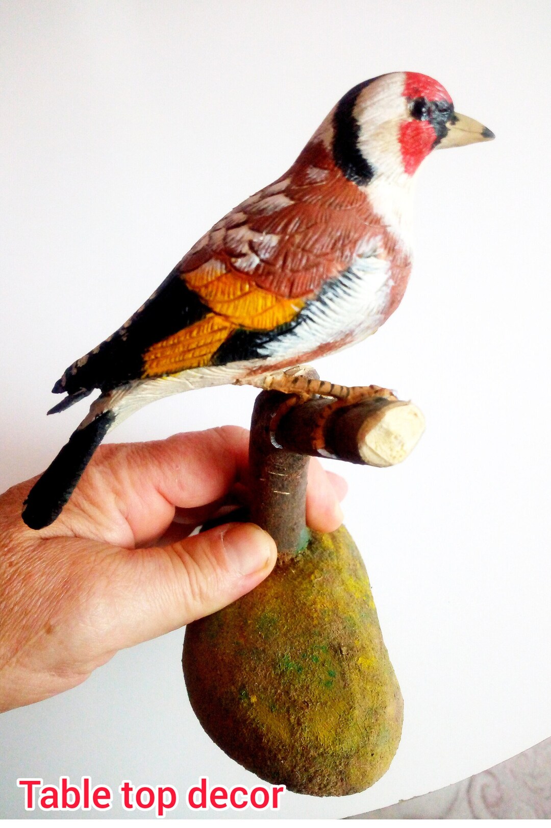 Wood Carved Goldfinch Sculpture. Wall Decor. Carduelis Carduelis ...